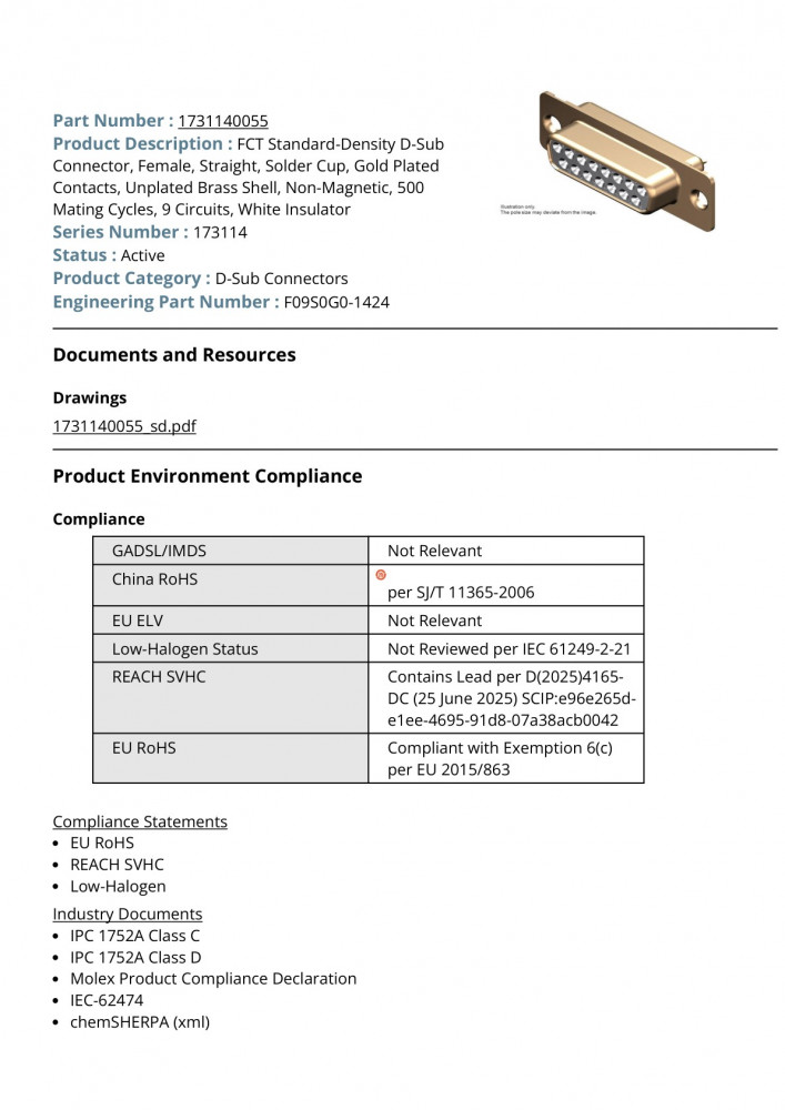 MOLEX 1731140055 drawing preview, page 1
