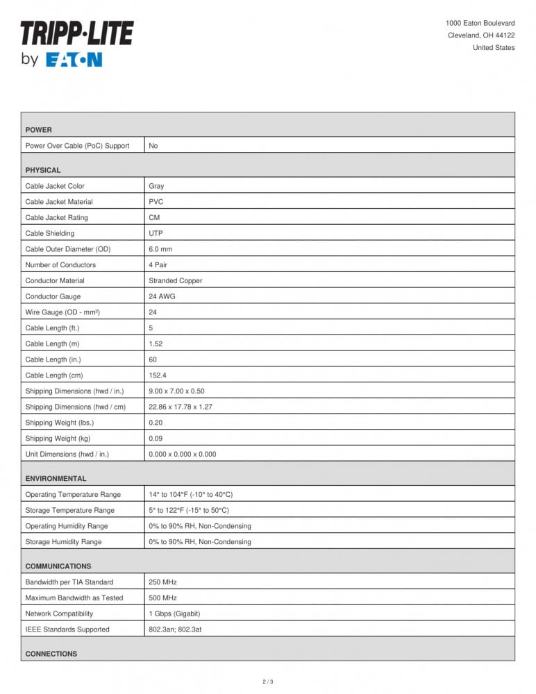 EATON N200-005-GY technical document page 2