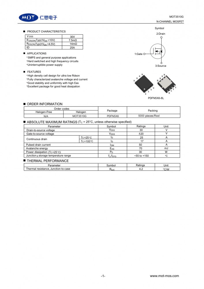 MOT3510G datasheet page 1