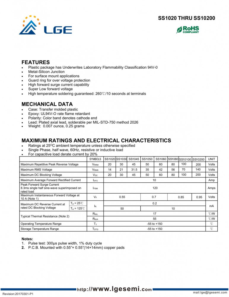 LGE SS10100 datasheet page 1