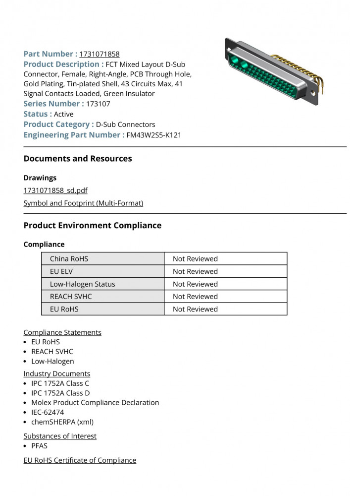 MOLEX 1731071858 drawing, page 1
