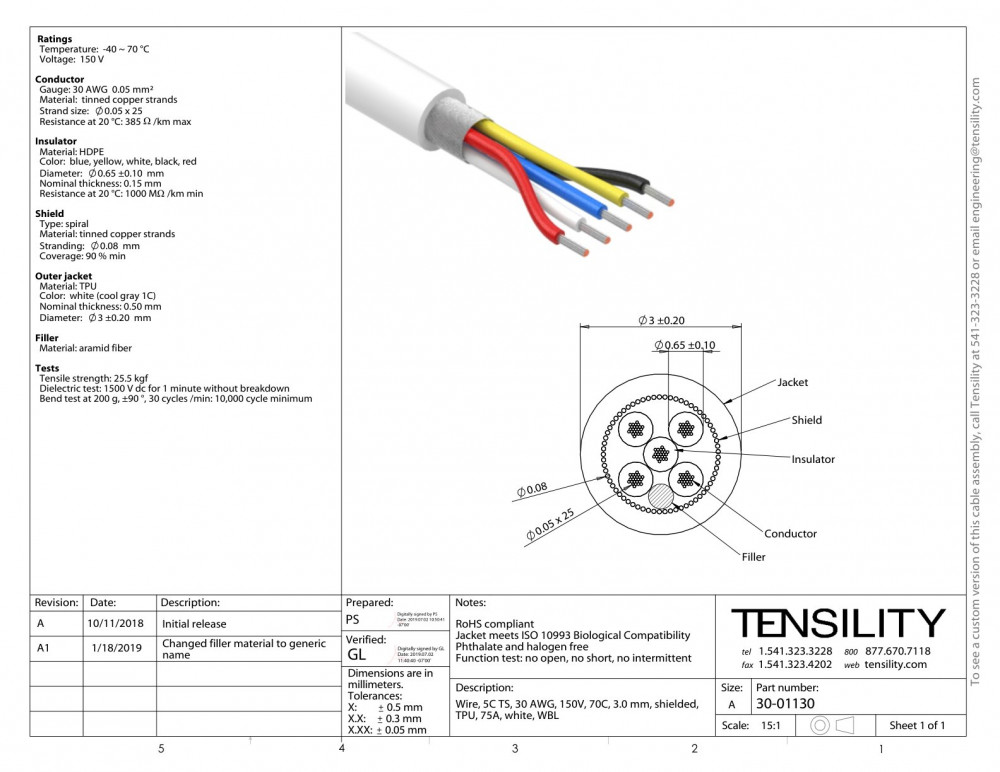Tensility International model 30-01130 product drawing
