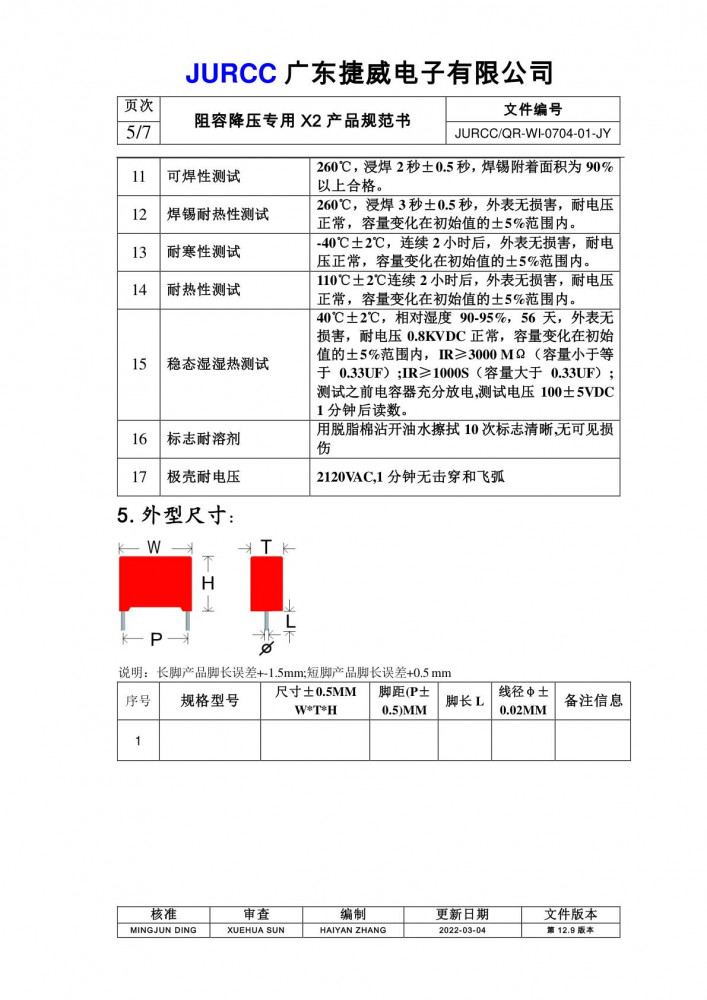 JURCC X2 specification page 5