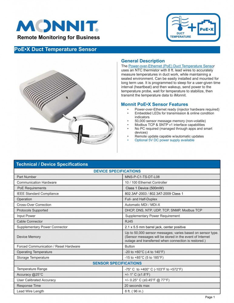 MNS-P-C1-TS-DT-L08 product documentation page 1