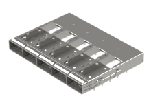 QSFP-DD Cage Assembly, 1-by-5, Open Top, Spring Fingers, One Rear Leg, with Press-Fit Pins, Robust for sale