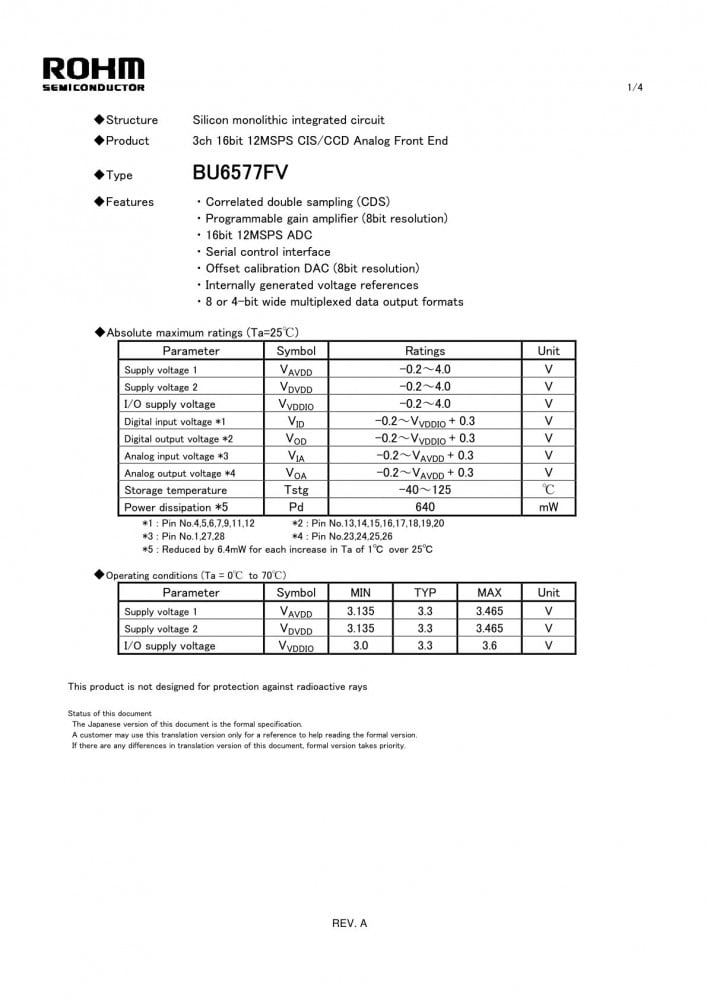 BU6577FV-E2 datasheet page 1