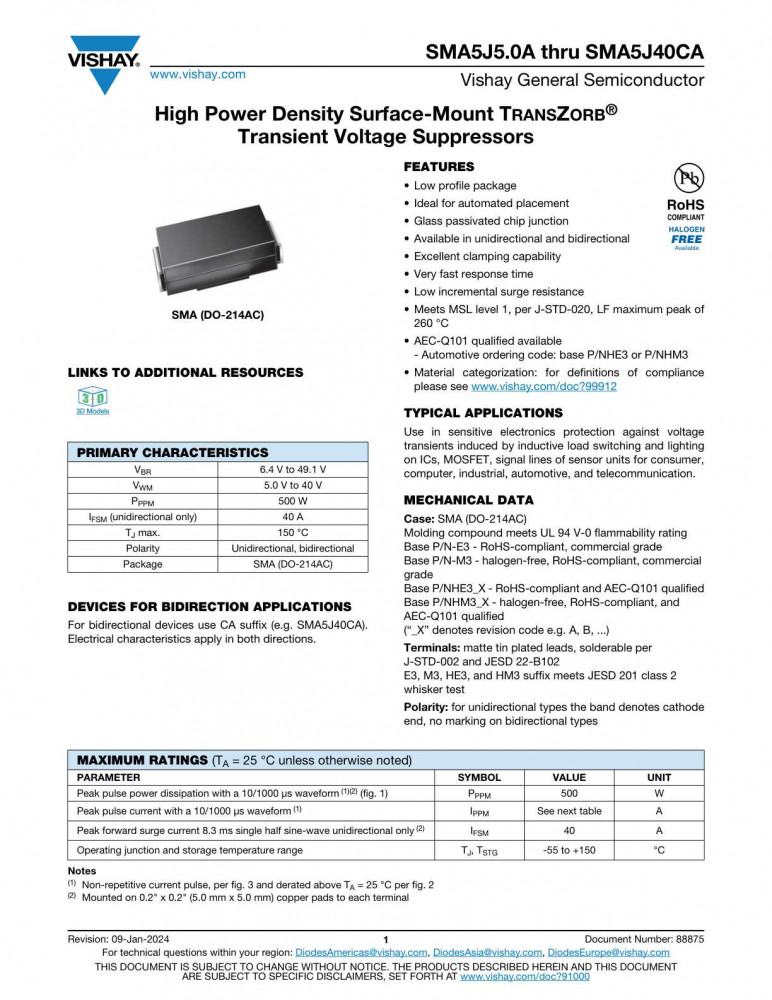 SMA5J datasheet page 1