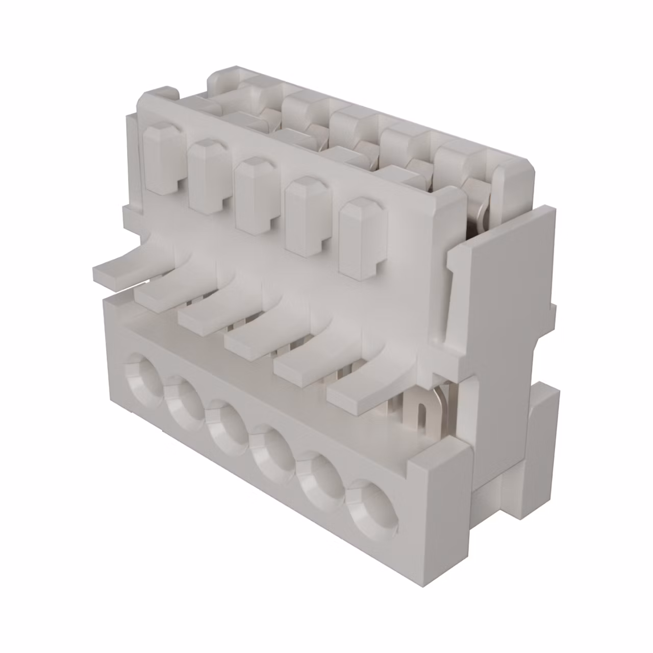 Appli-Mate RAST 2.5 IDT Housing, 2.50mm Pitch, with Side Latches, Female, 6 Circuits, Position Keys A & G Removed, Polarizing Rib Between 1/2 for sale