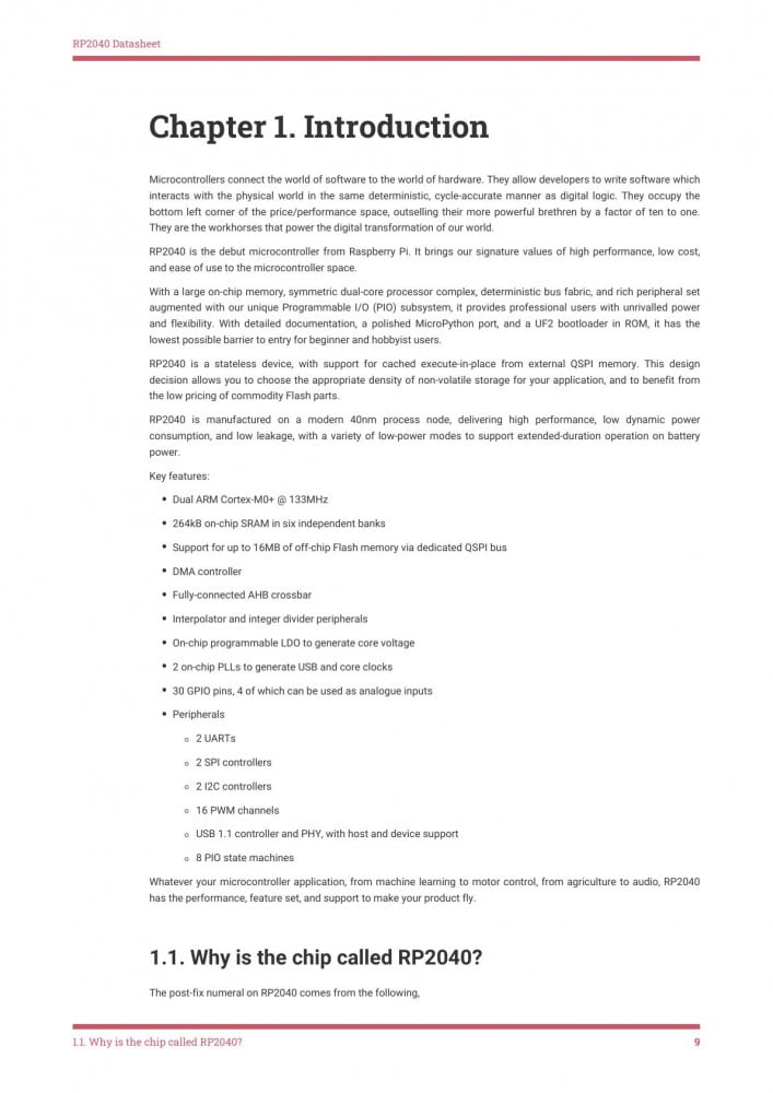 RP2040 datasheet page 10