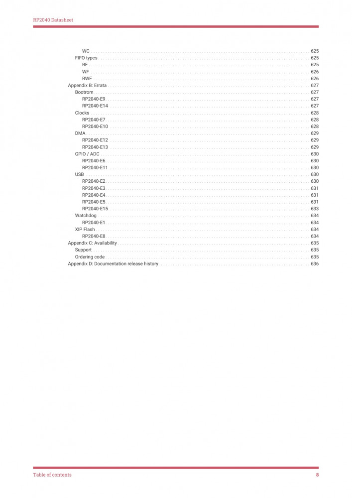 RP2040 datasheet page 9