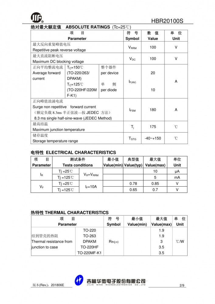 HBR20100S datasheet page 2