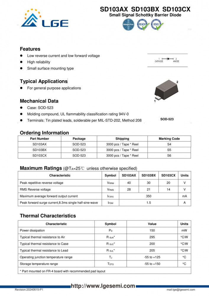 SD103AX datasheet page 1
