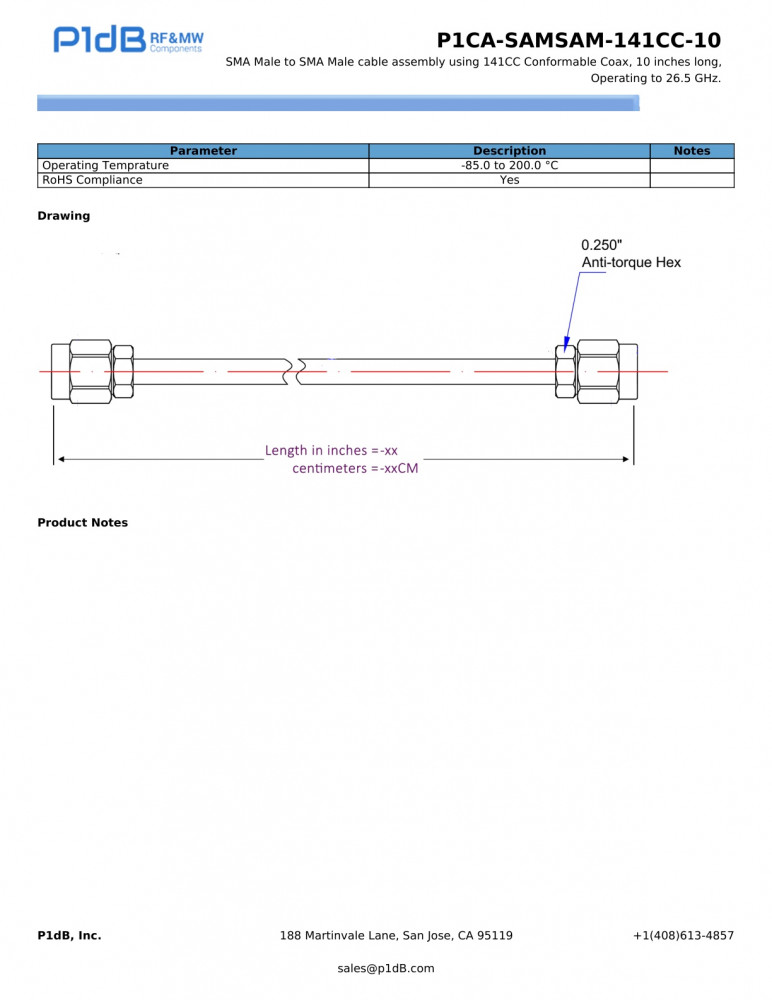 P1CA-SAMSAM-141CC-10 product documentation page 2