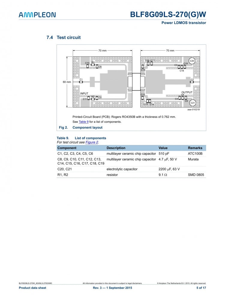 BLF8G09LS-270GWQ datasheet page 5