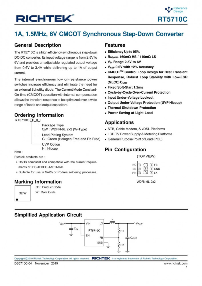 RT5710C datasheet page 1