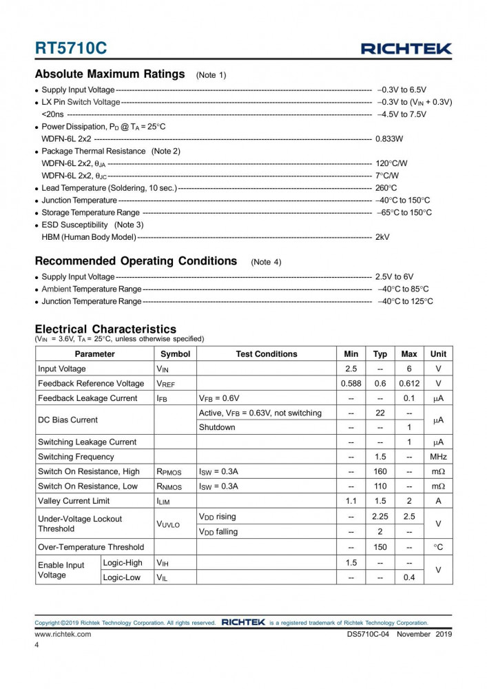 RT5710C datasheet page 4