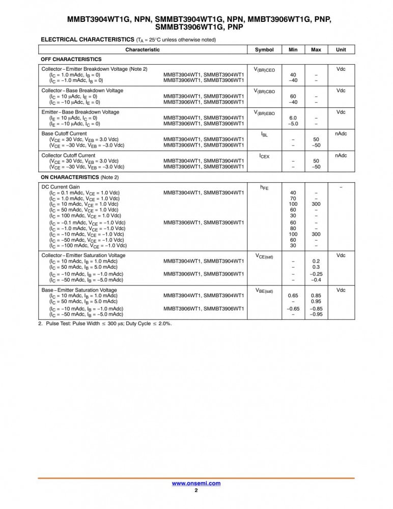 SMMBT3904WT1G datasheet page 2