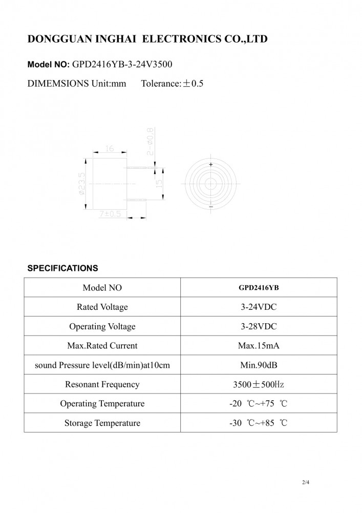 GPD2416YB-24V3500 specification approval document page 2