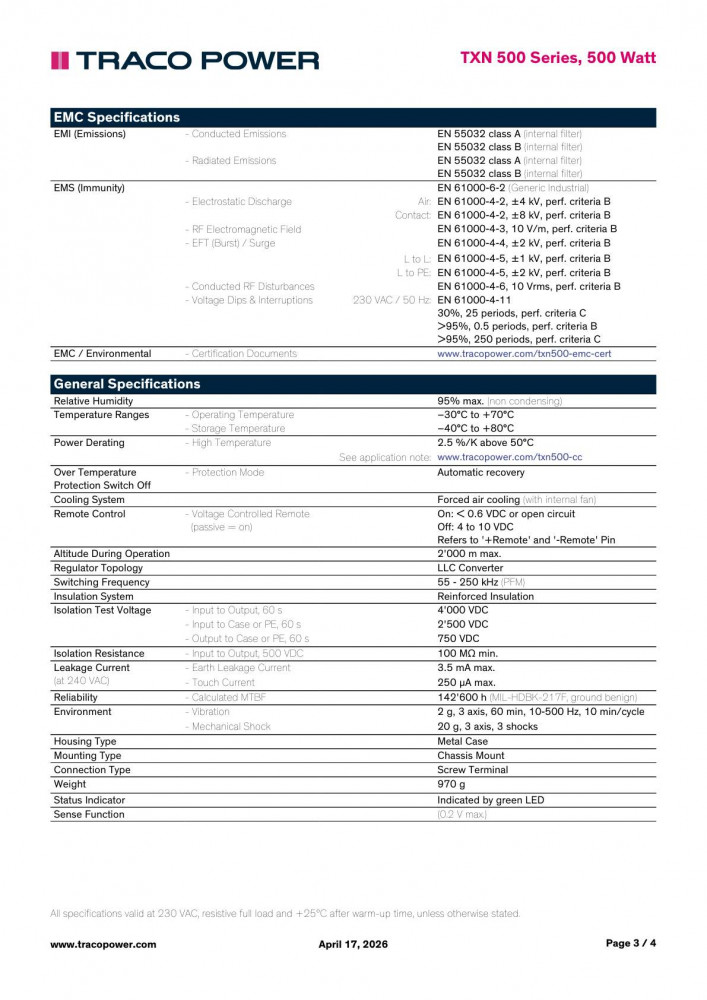 TXN 500 technical document page 3