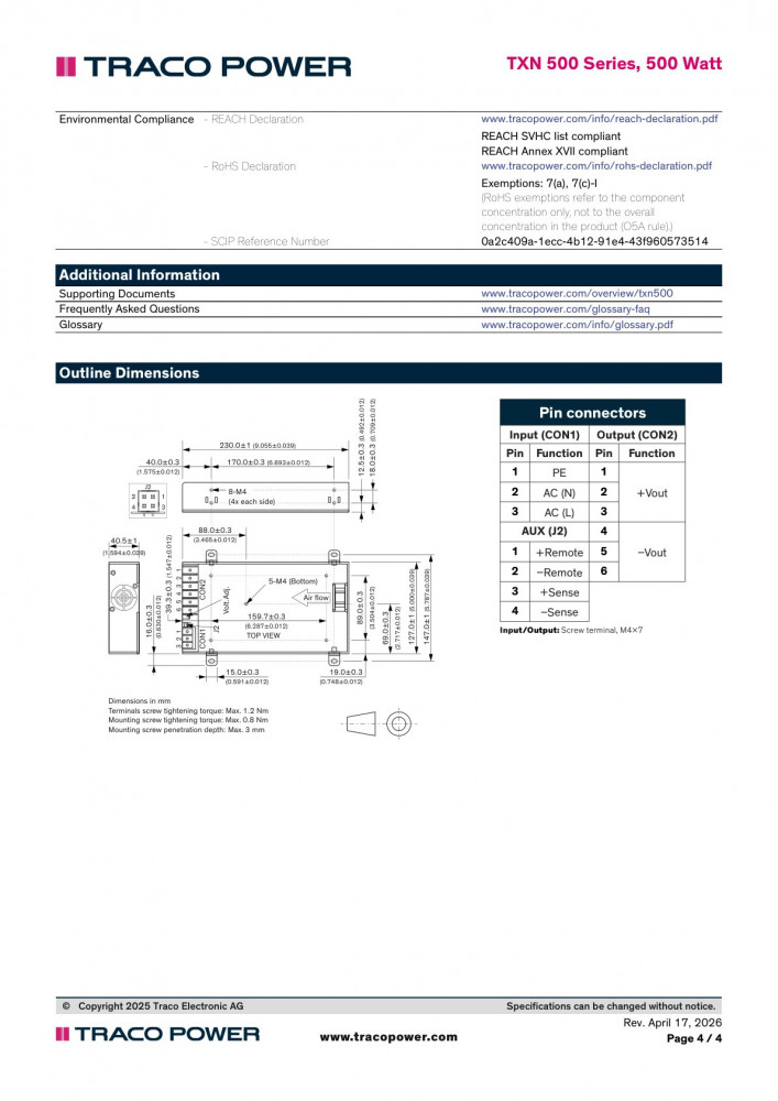 TXN 500 technical document page 4