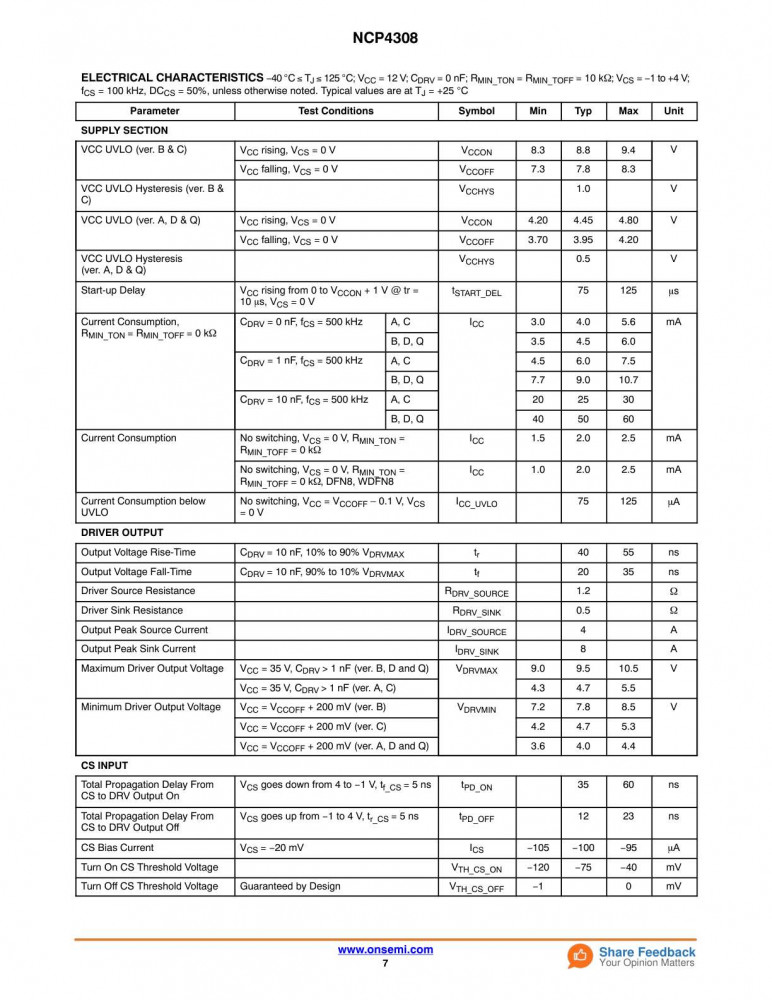 NCP4308 datasheet page 7