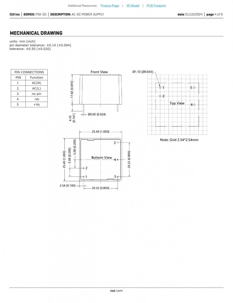 CUI PSK-5D datasheet page 4