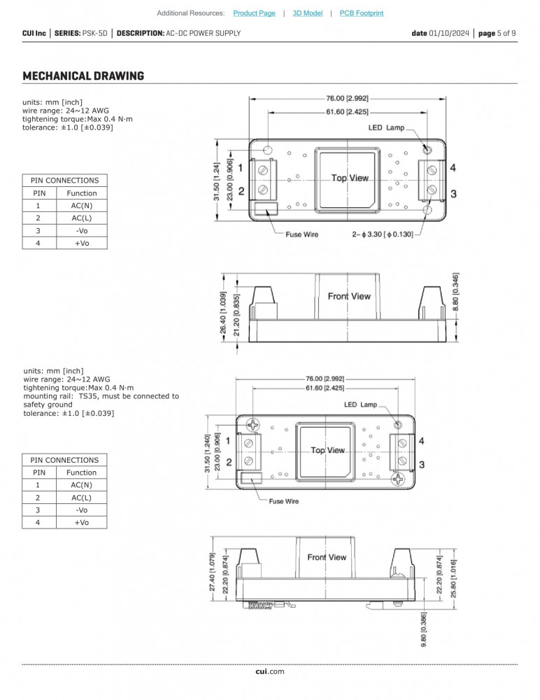 CUI PSK-5D datasheet page 5
