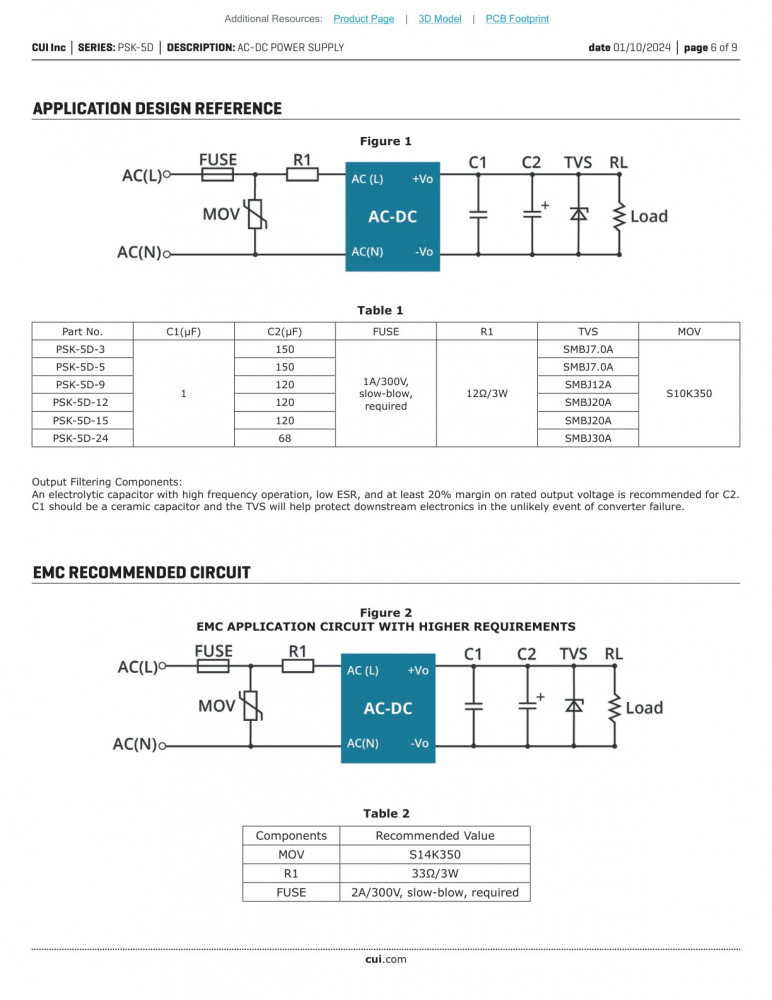 CUI PSK-5D datasheet page 6