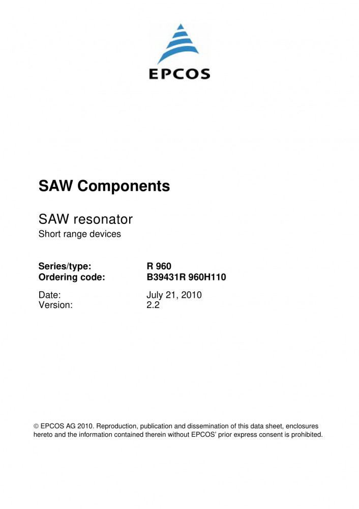B39431R0960H110 datasheet page 1