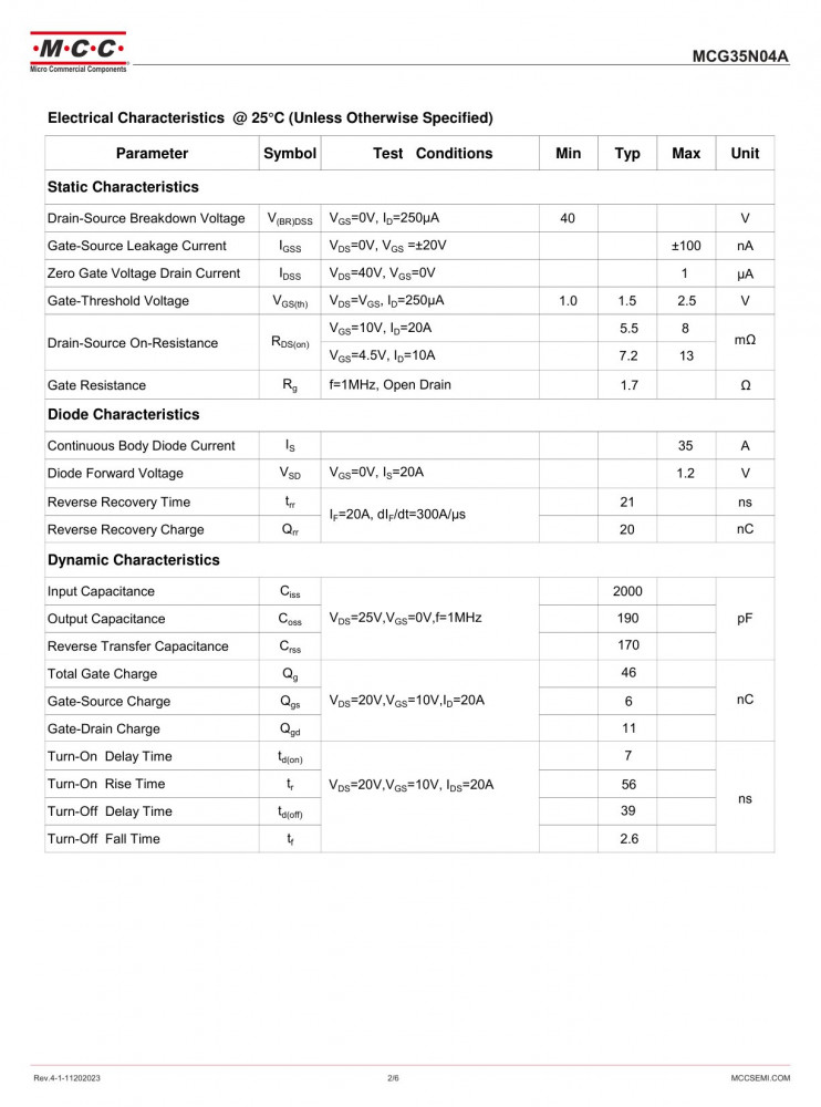 MCG35N04A-TP datasheet page 2