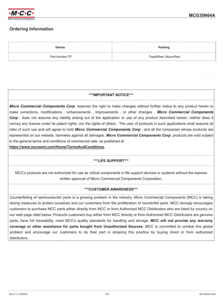 MCG35N04A-TP datasheet page 6
