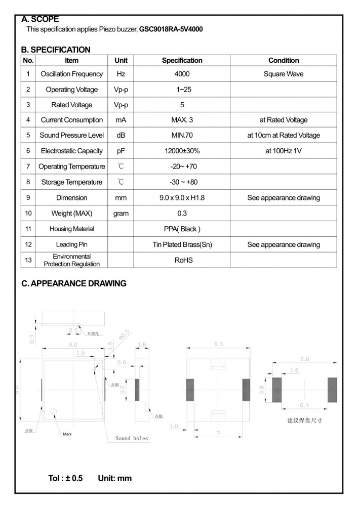 GSC9018RA-5V4000 specification page 2