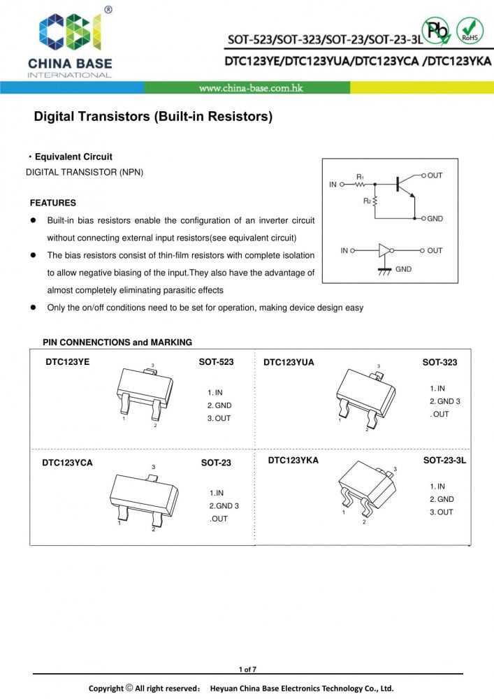 DTC123YCA datasheet page 1