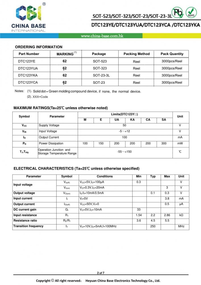 DTC123YCA datasheet page 2