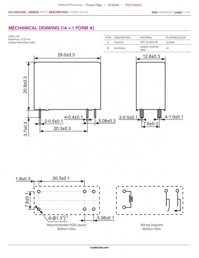 PR17 datasheet page 3