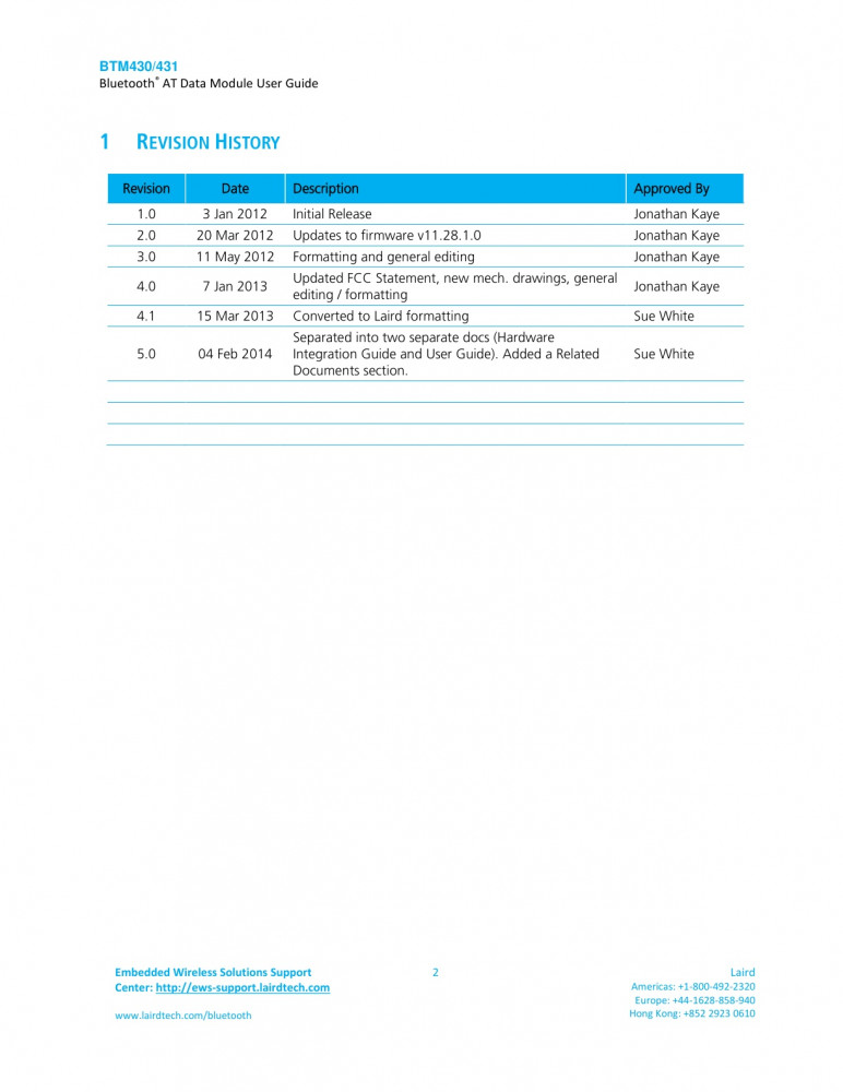 BTM431 User Guide page 2