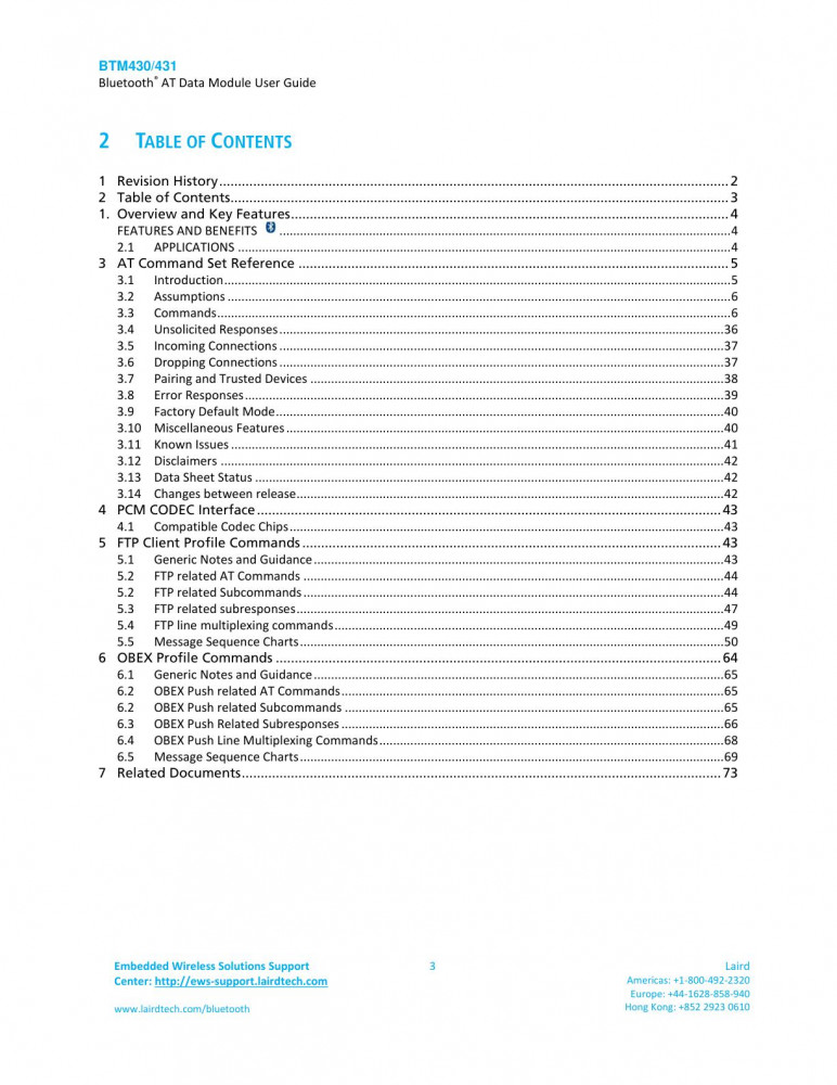 BTM431 User Guide page 3