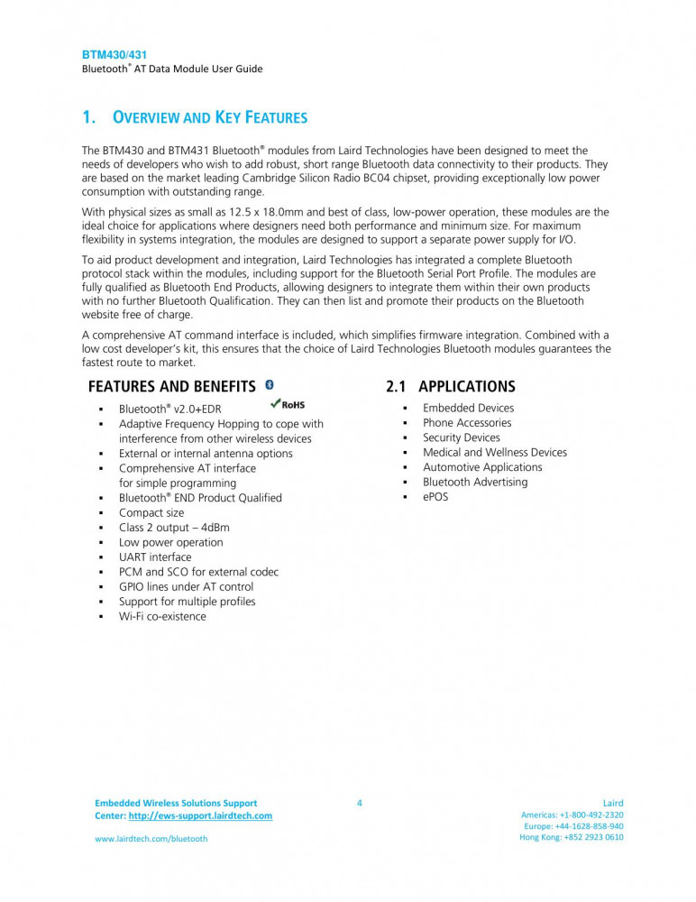 BTM431 User Guide page 4