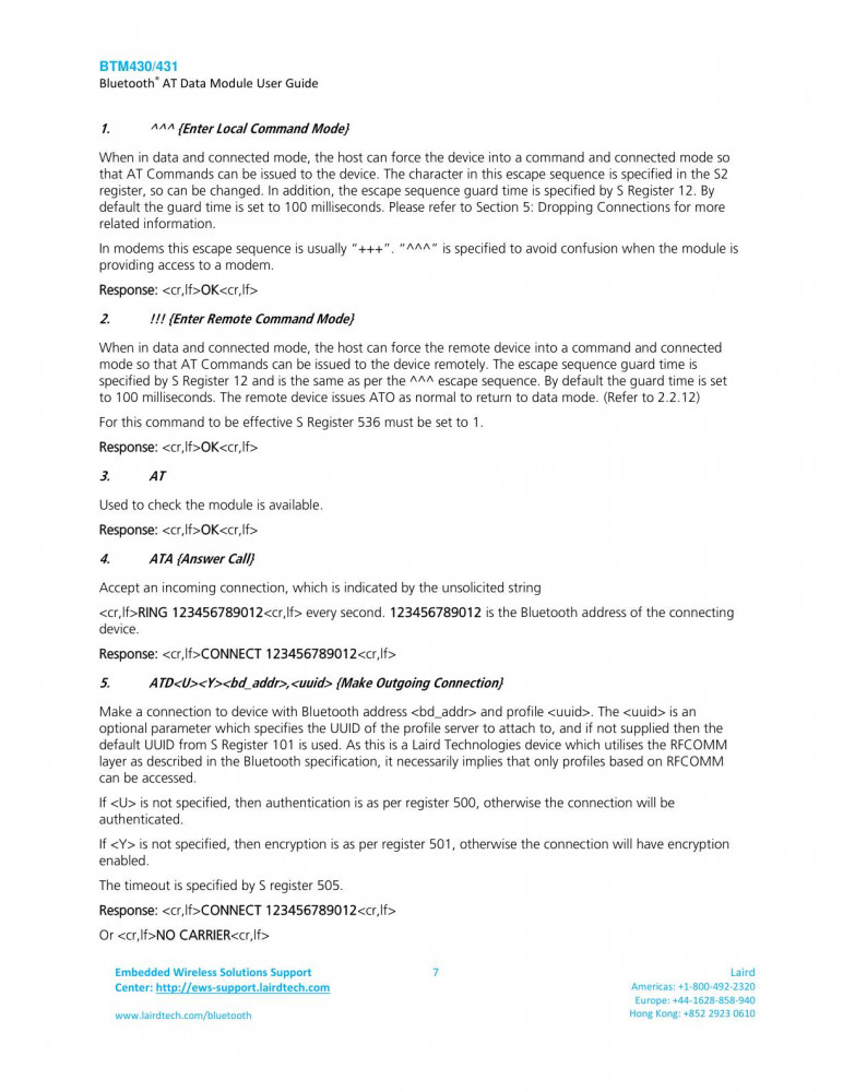 BTM431 User Guide page 7