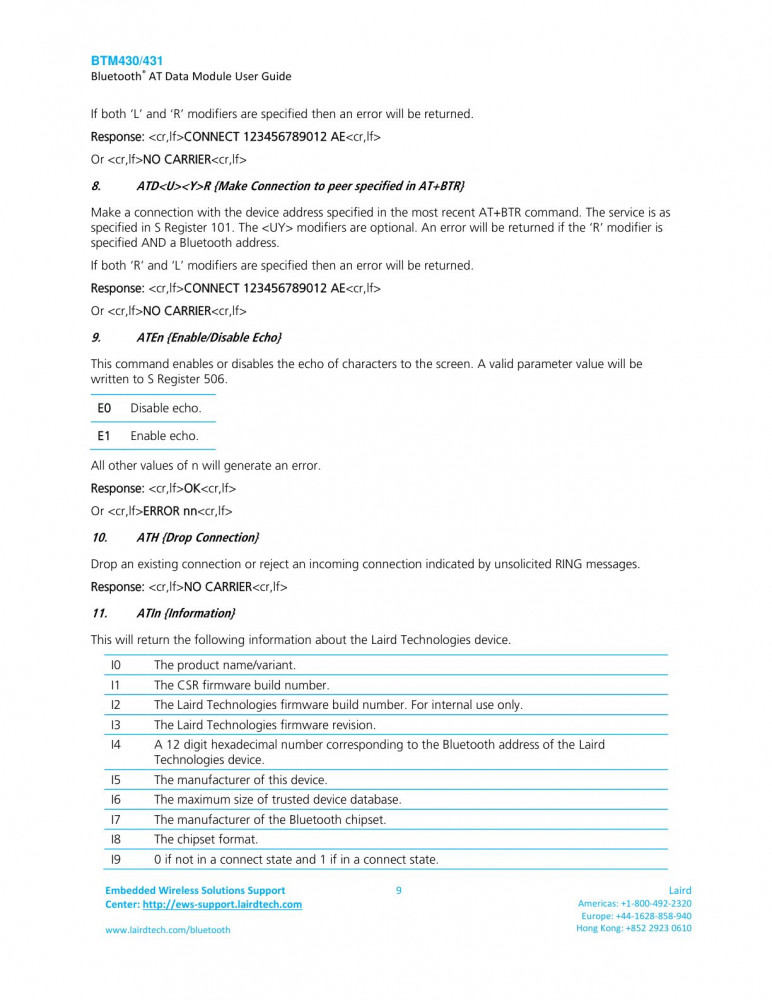 BTM431 User Guide page 9