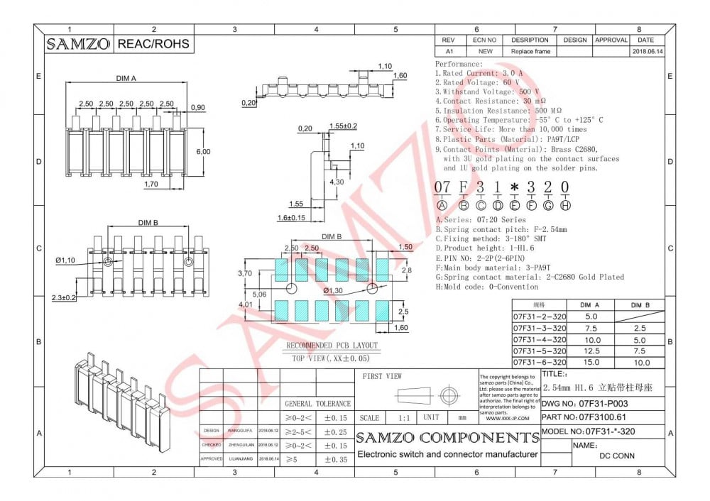 SAMZO 07F315320 technical drawing