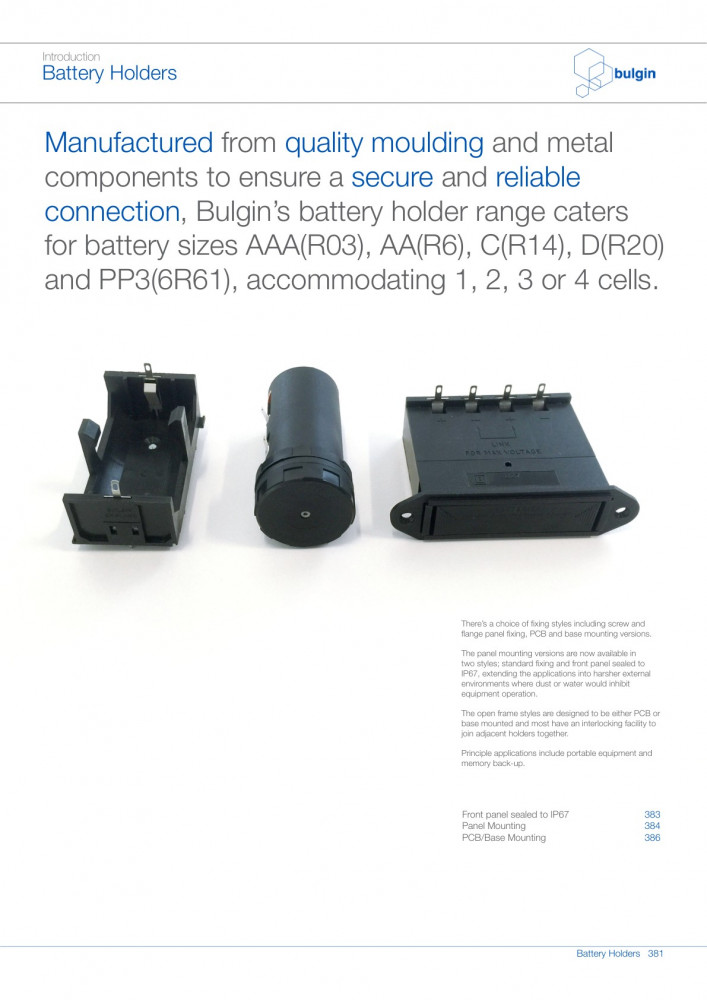 Bulgin battery holder documentation page 1