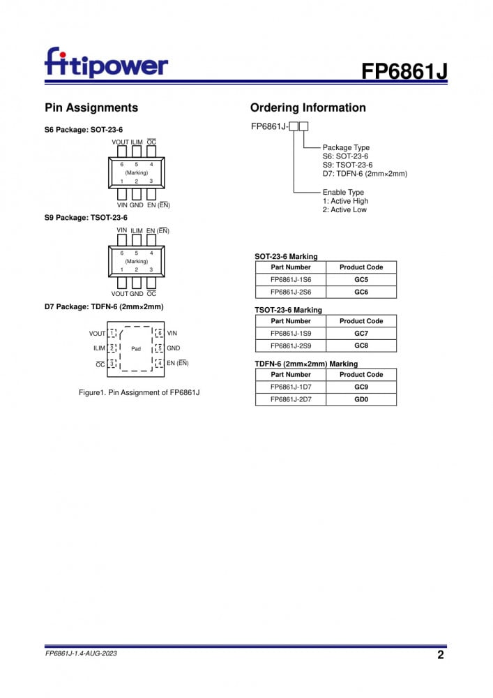 FP6861J datasheet page 2
