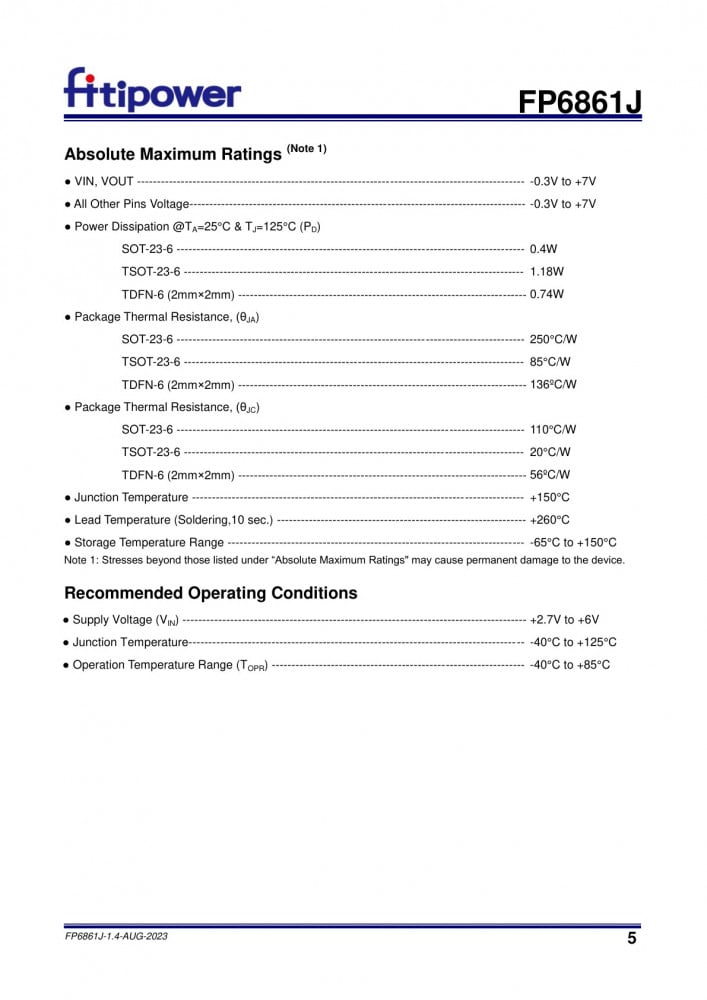 FP6861J datasheet page 5