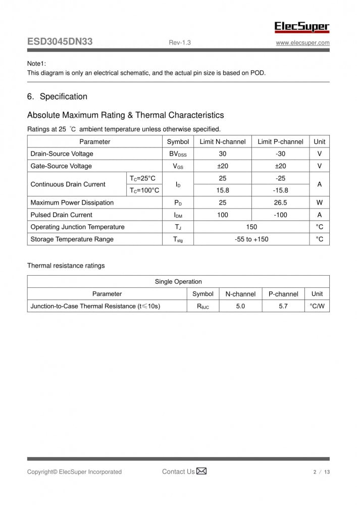 ESD3045DN33 datasheet page 2
