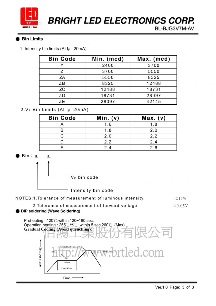 BL-BJG3V7M-AV datasheet page 3