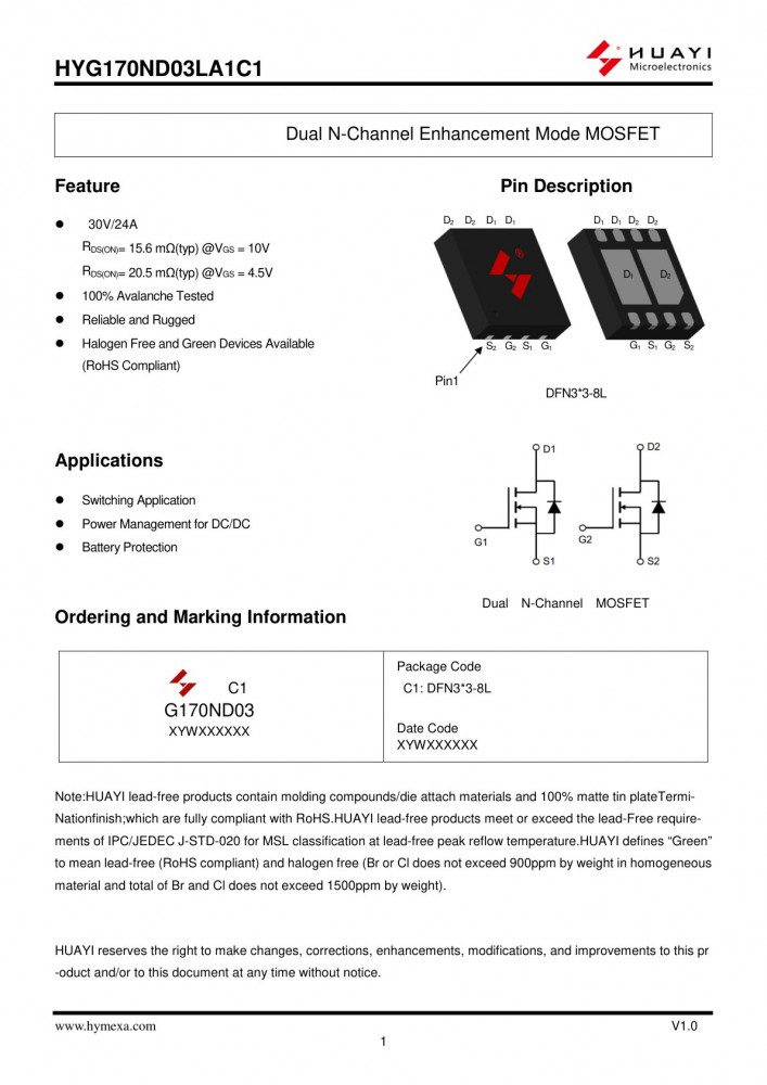 HYG170ND03LA1C1 datasheet page 1