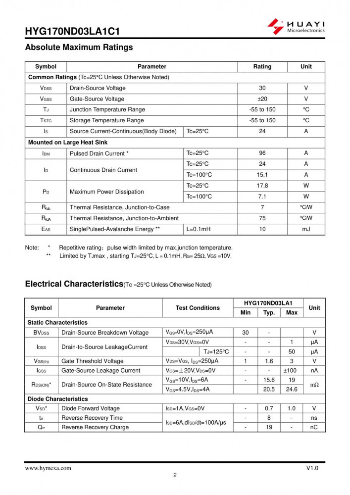 HYG170ND03LA1C1 datasheet page 2