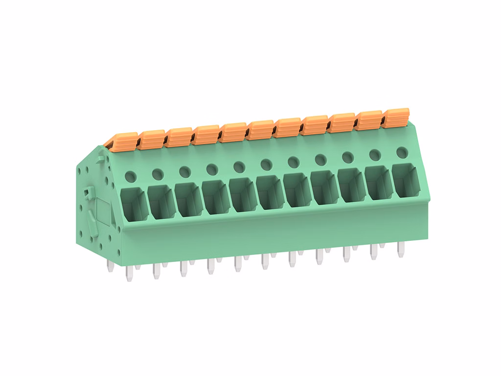 5.00mm Pitch Lever Activated Fixed Mount PCB Terminal Block, 35° Wire Entry, 11 Circuits for sale
