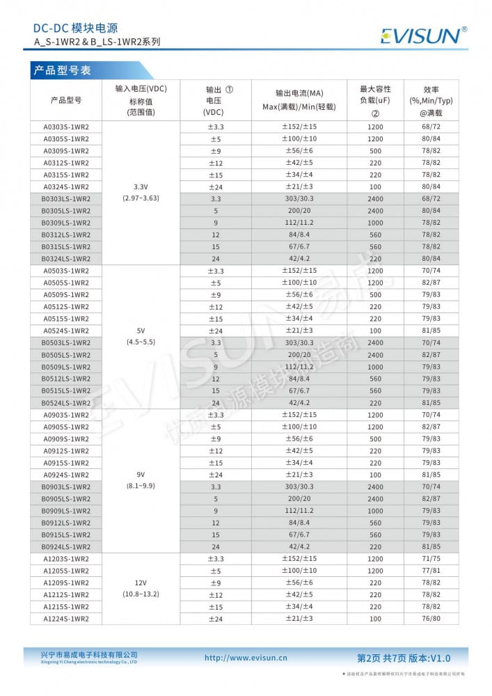 EVISUN B2403LS-1WR2 datasheet page 2
